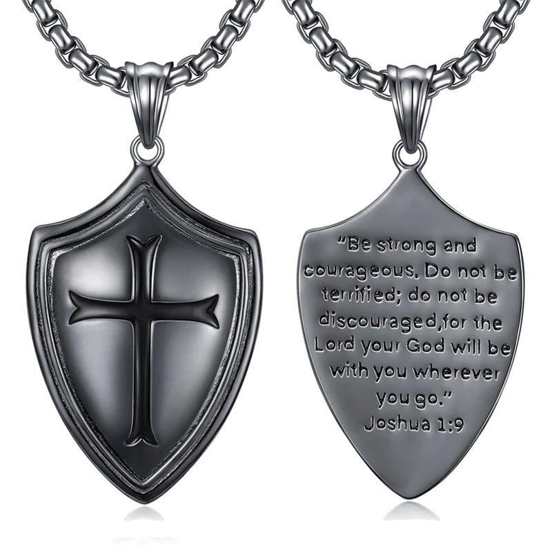 Sterling Silver Knights Templar & Cross Shield Pendant Necklace for Me ...