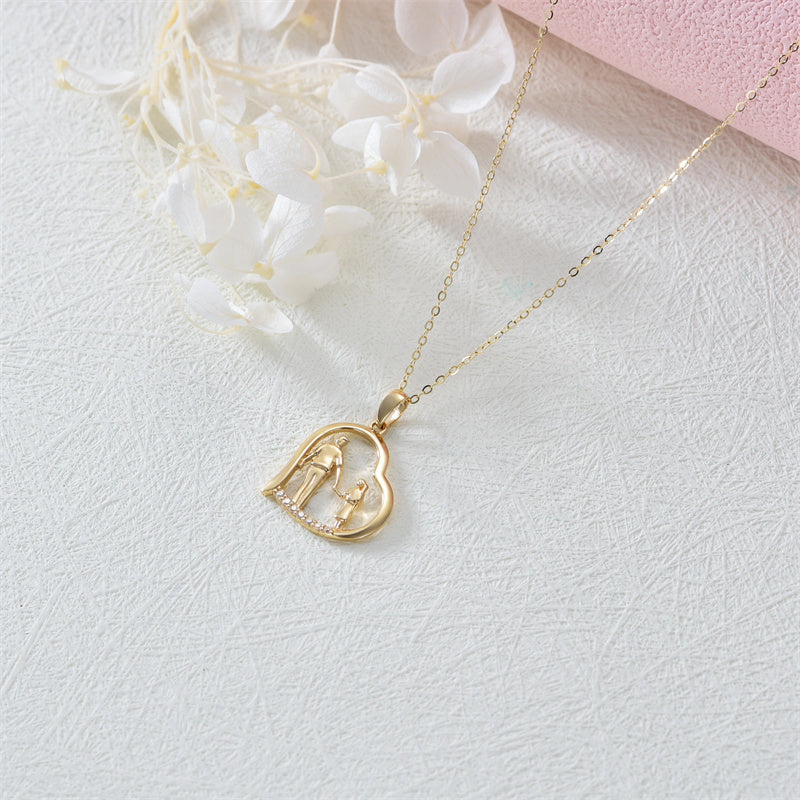 Gold Father Daughter Necklace | Heart Pendant– romanticwork