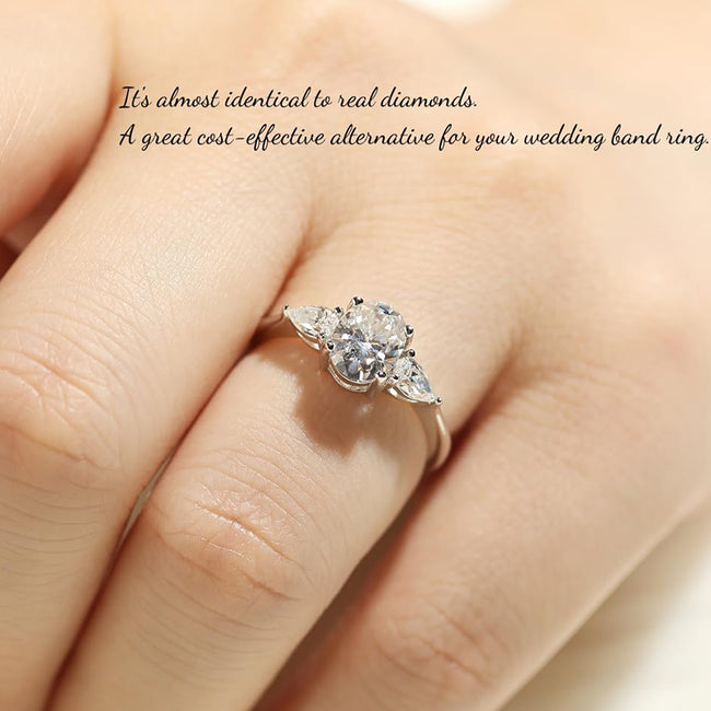 Sterling Silver D Color VVSI Clarity Simulated Moissanite Wedding Ring ...