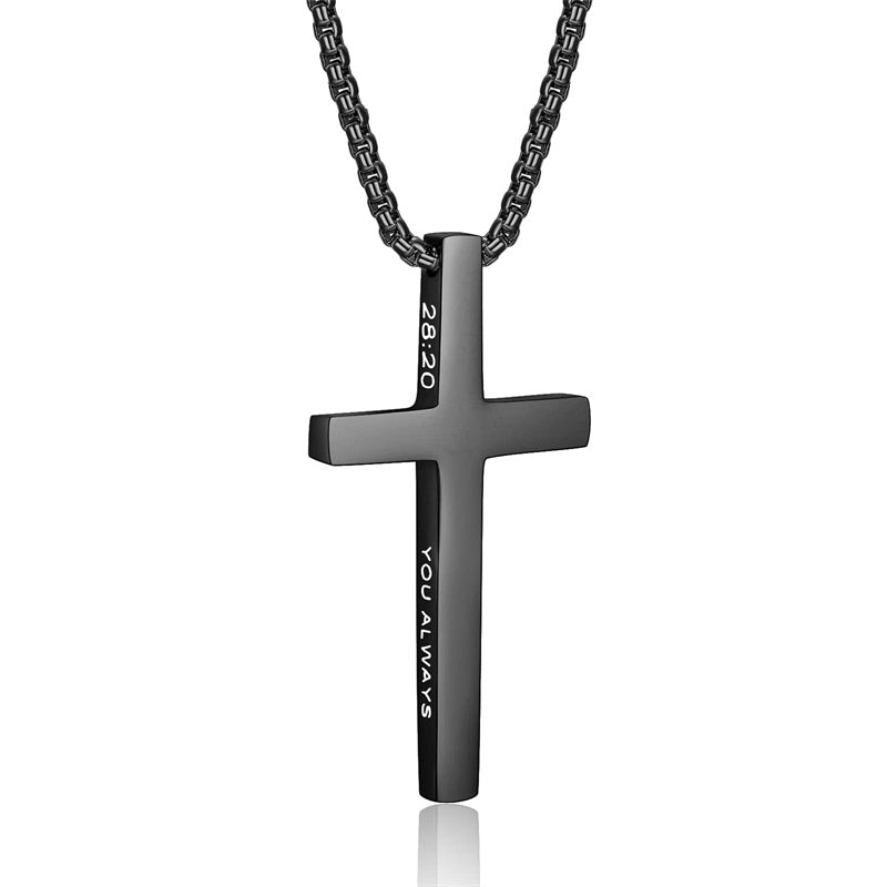Stainless Steel Cross Pendant Necklace for Men With Engraved– romanticwork