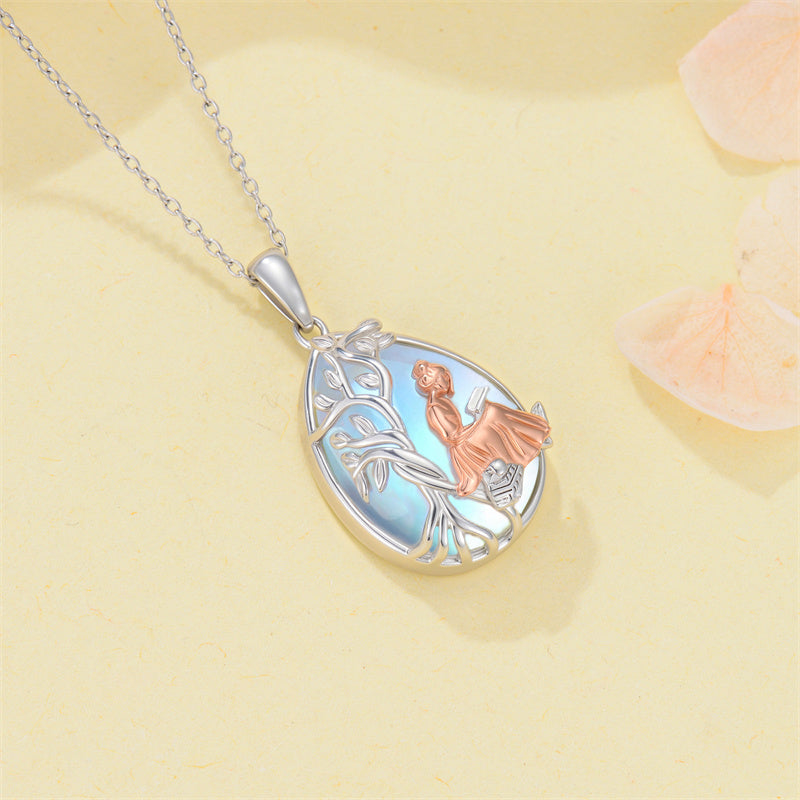 Sterling Silver Moonstone Tree of Life Art Book Pendant Necklace for B ...