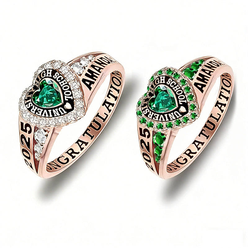 Sterling Silver Personalized Birthstone Engraved Class Rings for Women ...