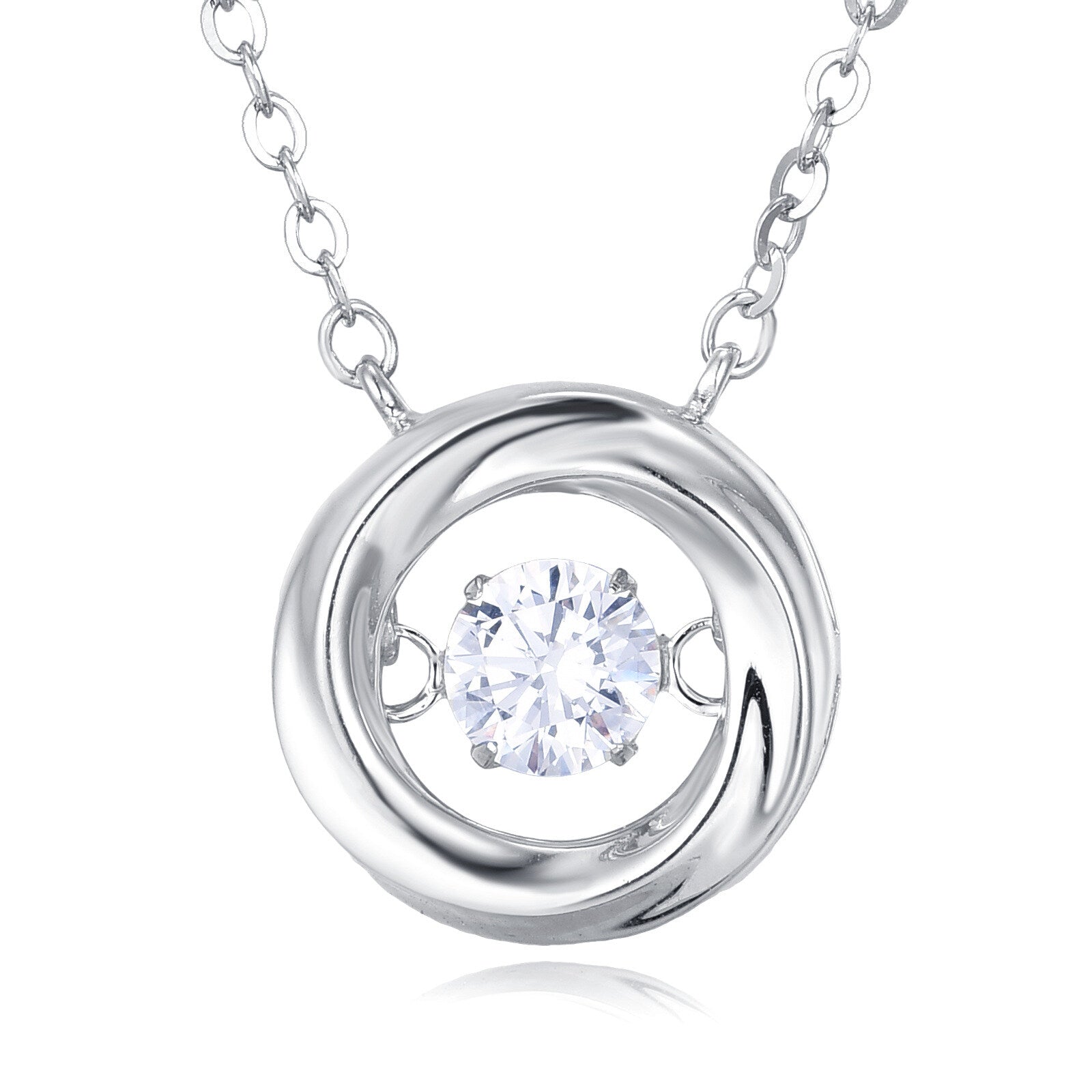 925 Sterling Silver Elegant Zircon Solitaire Pendant Necklace In Sterl ...