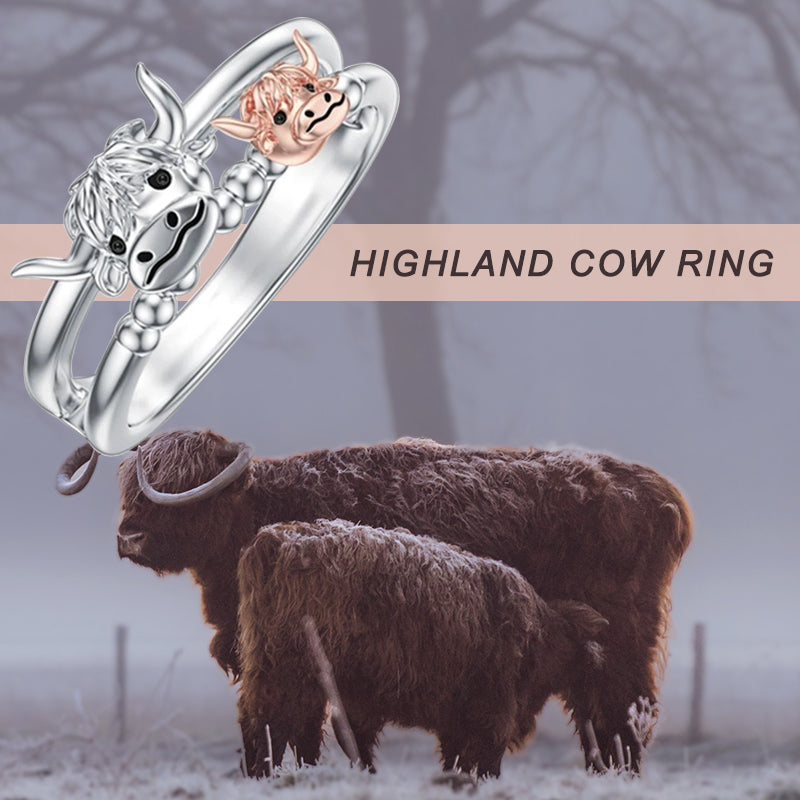 Sterling Silver Highland Cow Animal Ring for Mother– romanticwork