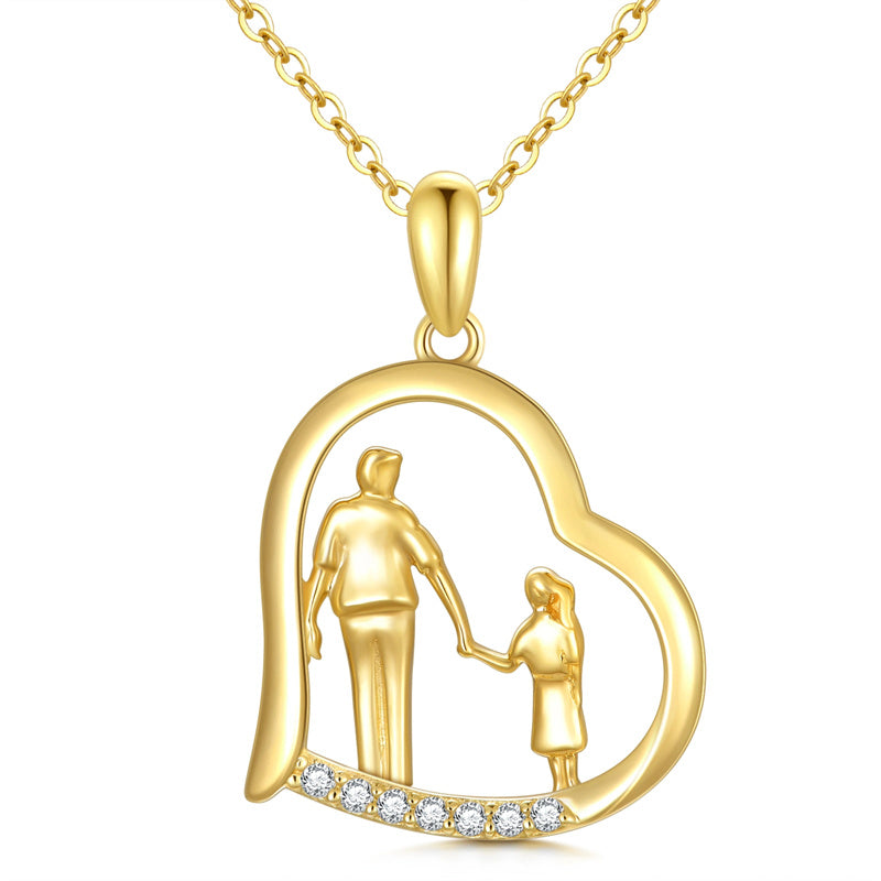 Gold Father Daughter Necklace | Heart Pendant– romanticwork
