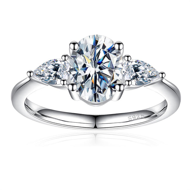 Sterling Silver D Color VVSI Clarity Simulated Moissanite Wedding Ring ...