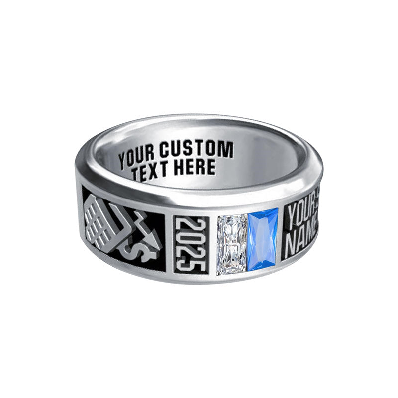 Sterling Silver Personalized 2 Birthstone Engraved 2025 Class Ring ...