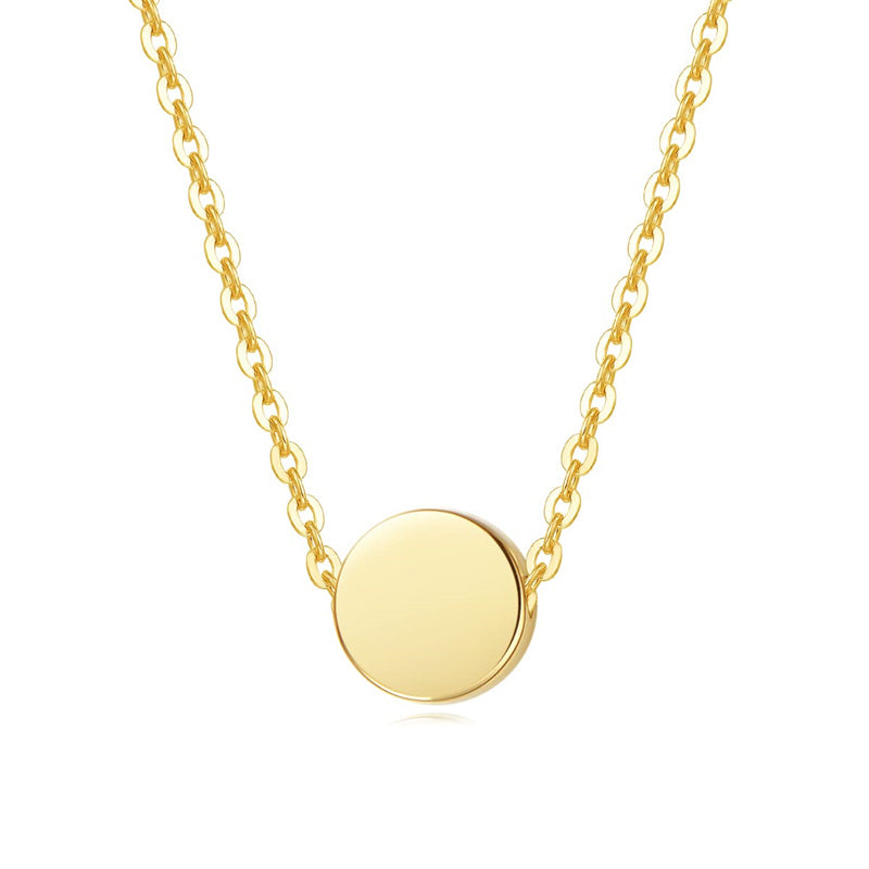 10K 14K 18K Gold Round Small Coin Pendant Necklace– romanticwork