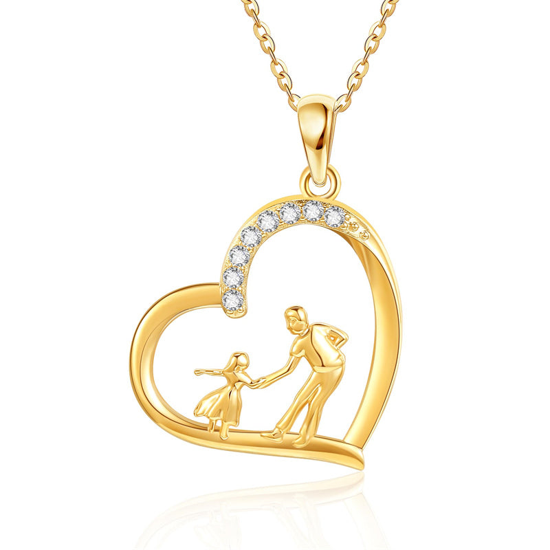 14K Gold Father Daughter Heart Pendant Necklace From Dad I Love You Fo ...