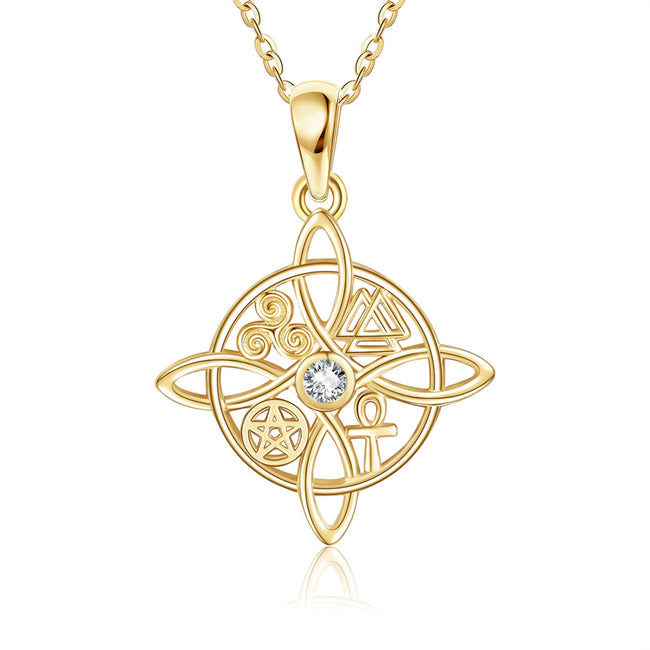 14K Yellow Gold Witches Knot Pendant Necklace– romanticwork