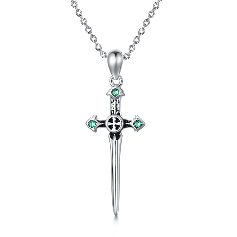 Sterling Silver Dagger Necklace Cross Dagger Evil Eye Dagger Evil Eye ...