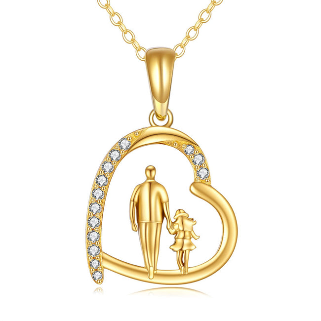 14K Gold Father Daughter Heart Pendant Necklace From Dad I Love You Fo ...