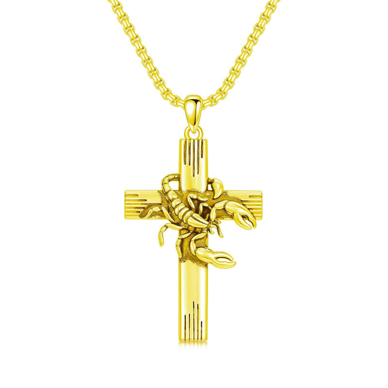 Sterling Silver Scorpion Cross Pendant Necklace for Men– romanticwork