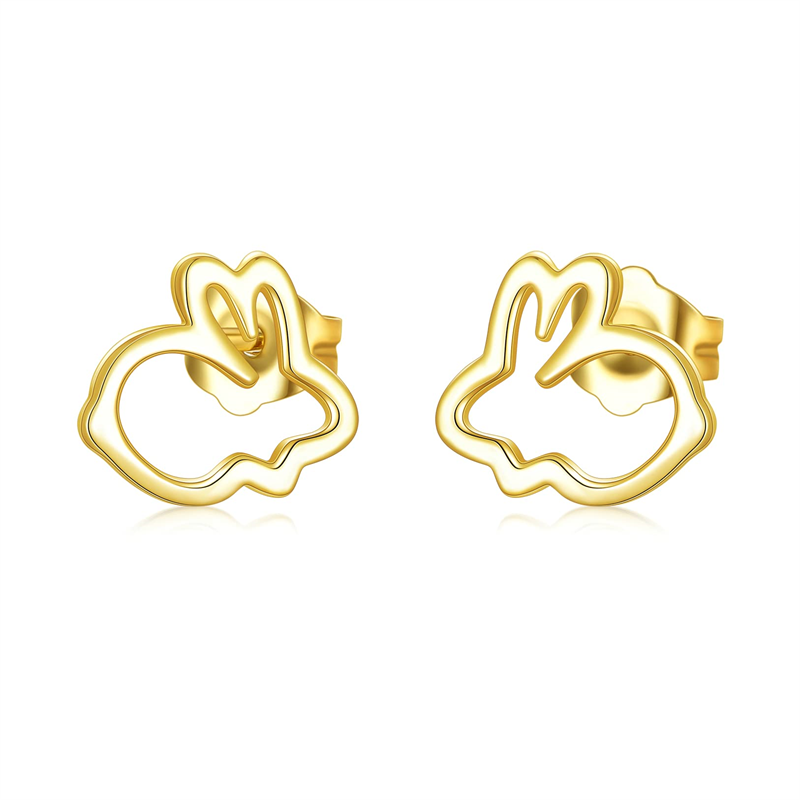 10K 14K 18K Gold Rabbit Stud Earrings– romanticwork