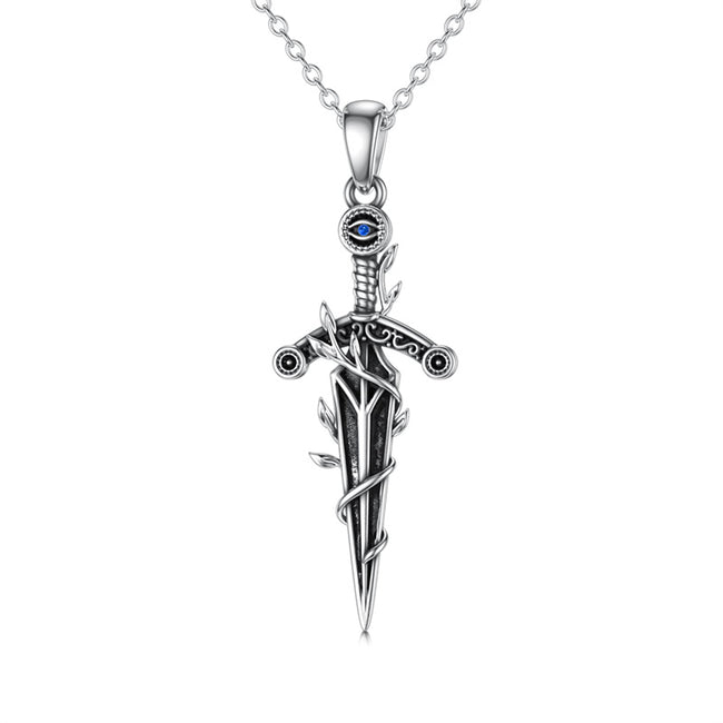 Sterling Silver Dagger Necklace Cross Dagger Evil Eye Dagger Evil Eye ...