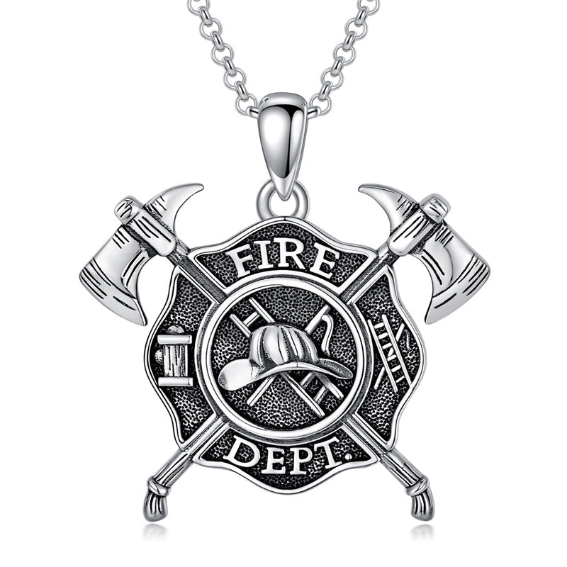 Sterling Silver Firefighter Pendant Necklace– romanticwork
