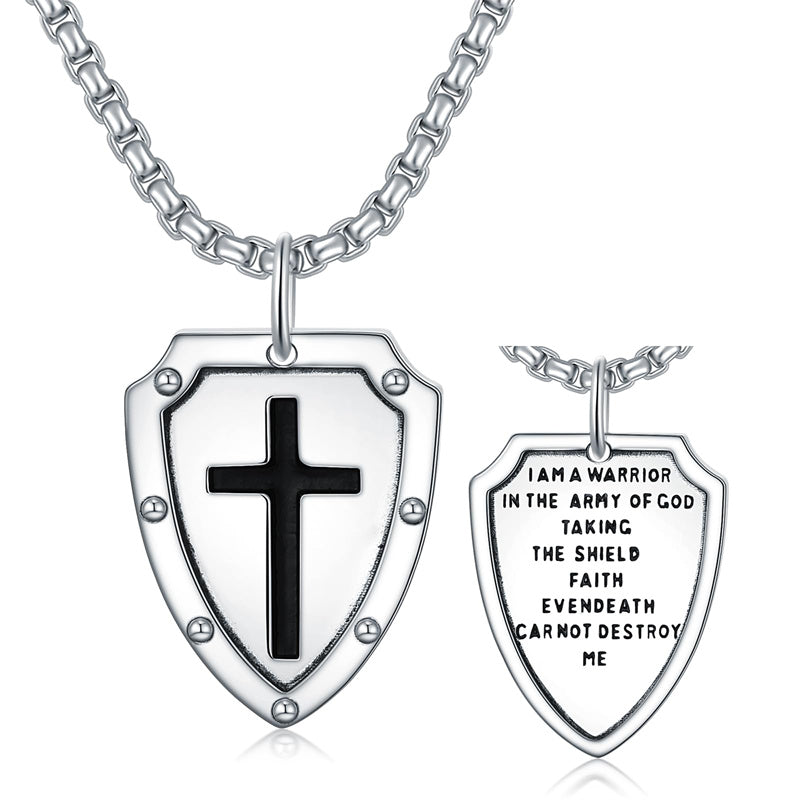 Sterling Silver Knights Templar & Cross Shield Pendant Necklace for Me ...