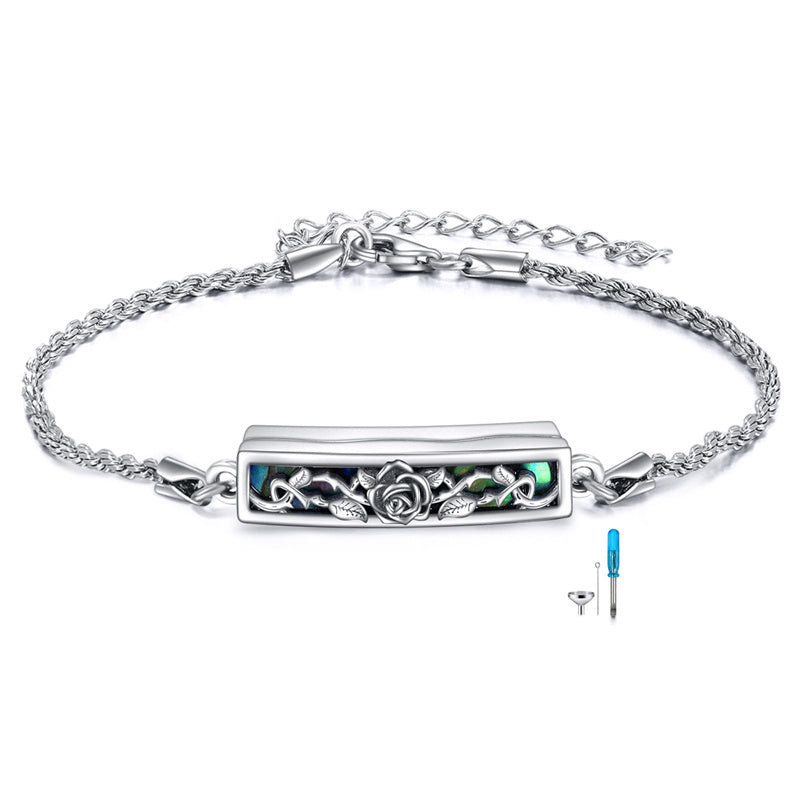 Sterling Silver Rose Butterfly Dragonfly Urn Bracelet for Ashes ...