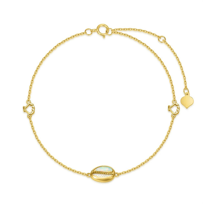 14K Gold Opal Single Layer Anklet– romanticwork