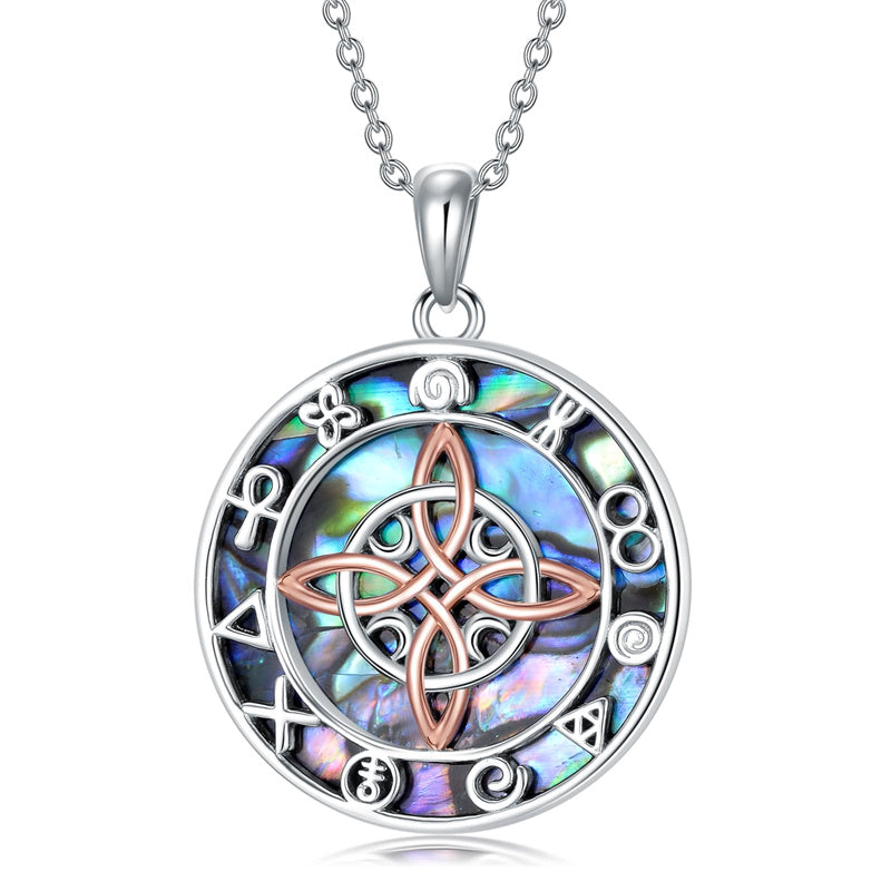 Sterling Silver Abalone Shell Witch Knot Goddess Amulet Pendant Neckla ...