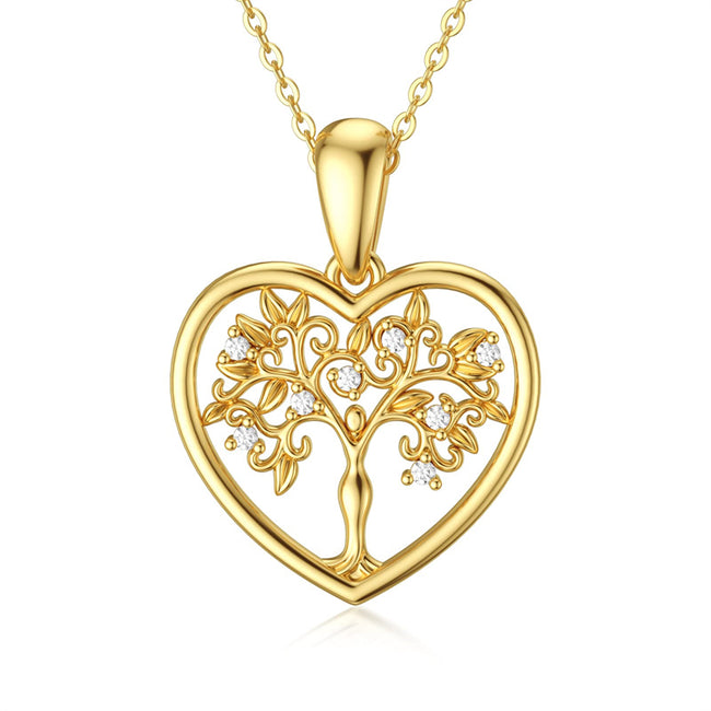 14K Gold Moissanite Tree of Life Pendant Necklace– romanticwork