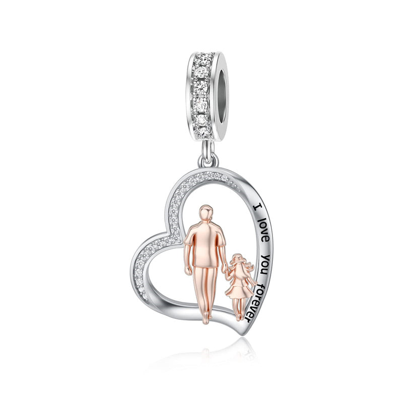 Sterling Silver Father Daughter Mother Daughter Charm Beads– romanticwork