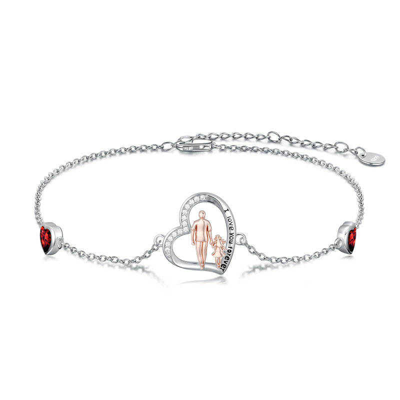 Sterling Silver 12 Birthstones Father Daughter Bracelet Gift for Daugh ...