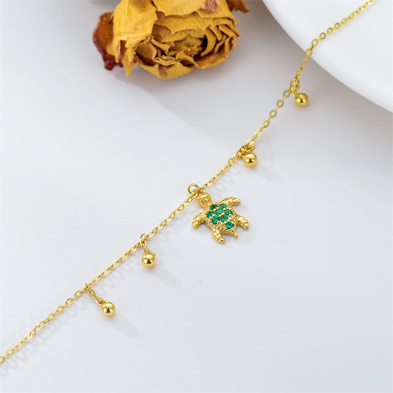 14K Gold Sea Turtle Single Layer Anklet– romanticwork