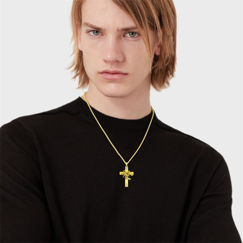 Sterling Silver Scorpion Cross Pendant Necklace for Men– romanticwork