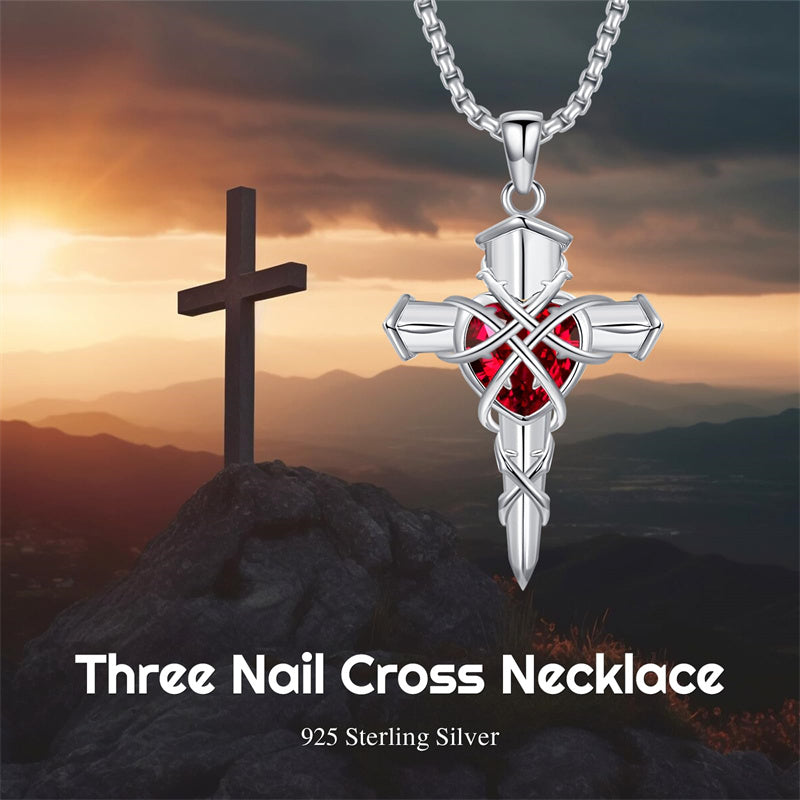 Sterling Silver Three Nail Cross Pendant Necklace– romanticwork