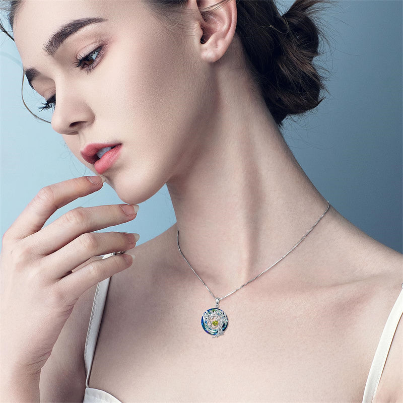 Sterling Silver Birthstone Crystal Tree of Life Stethoscope Pendant Ne ...