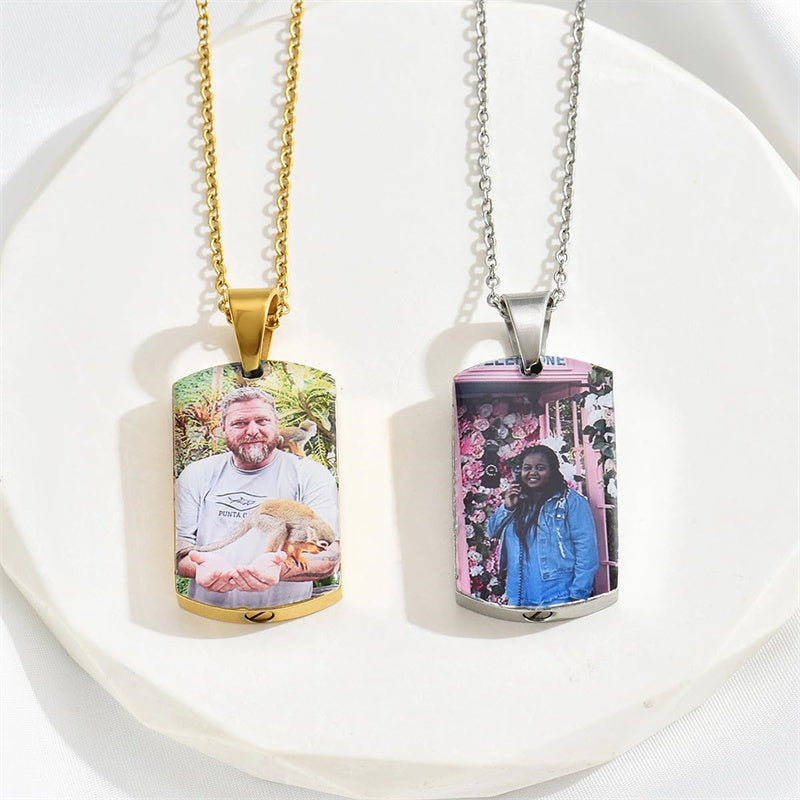 Stainless Steel Personalized Dog Tag Cremation Pendant Urn Necklace Cu ...