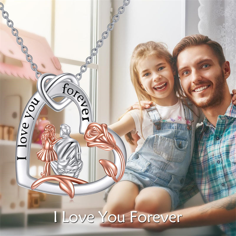Sterling Silver Heart Father Daughter Pendant Necklace for Daughter ...