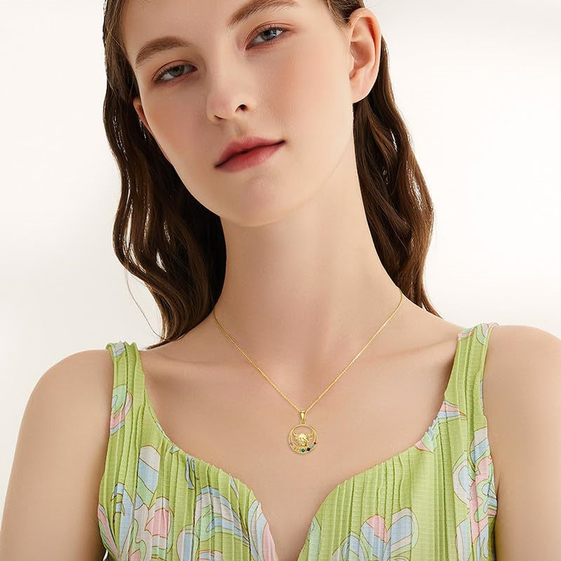 10K 14K 18K Gold Heart Highland Cow Pendant Necklace– romanticwork