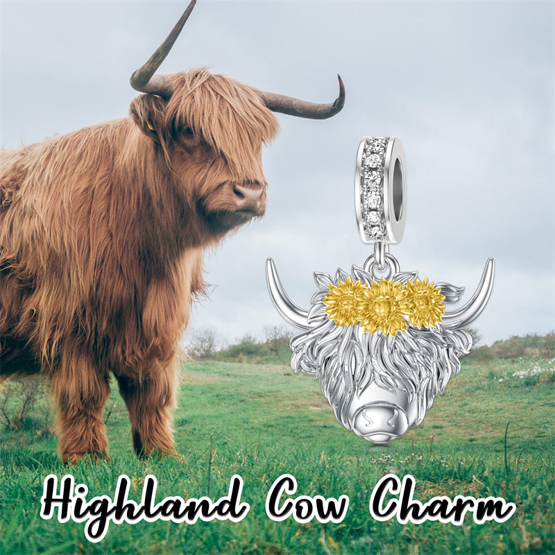 Sterling Silver Highland Cow Charm Beads– romanticwork
