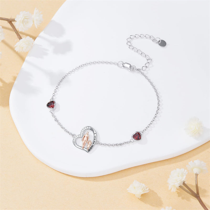 Sterling Silver 12 Birthstones Father Daughter Bracelet Gift for Daugh ...