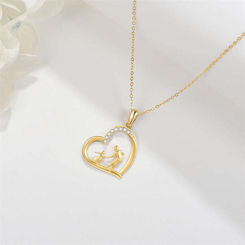 14K Gold Father Daughter Heart Pendant Necklace From Dad I Love You Fo ...