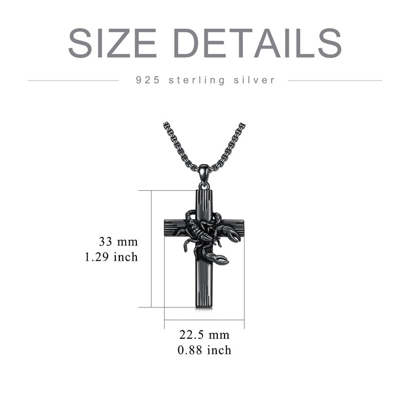 Sterling Silver Scorpion Cross Pendant Necklace for Men– romanticwork