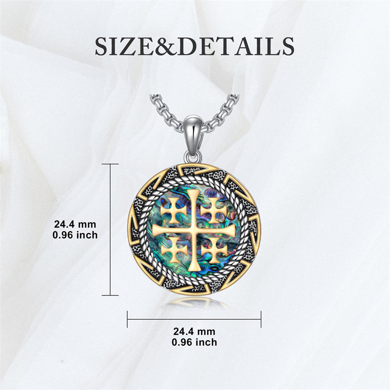 Sterling Silver Jerusalem Cross Pendant Necklace for Men– romanticwork