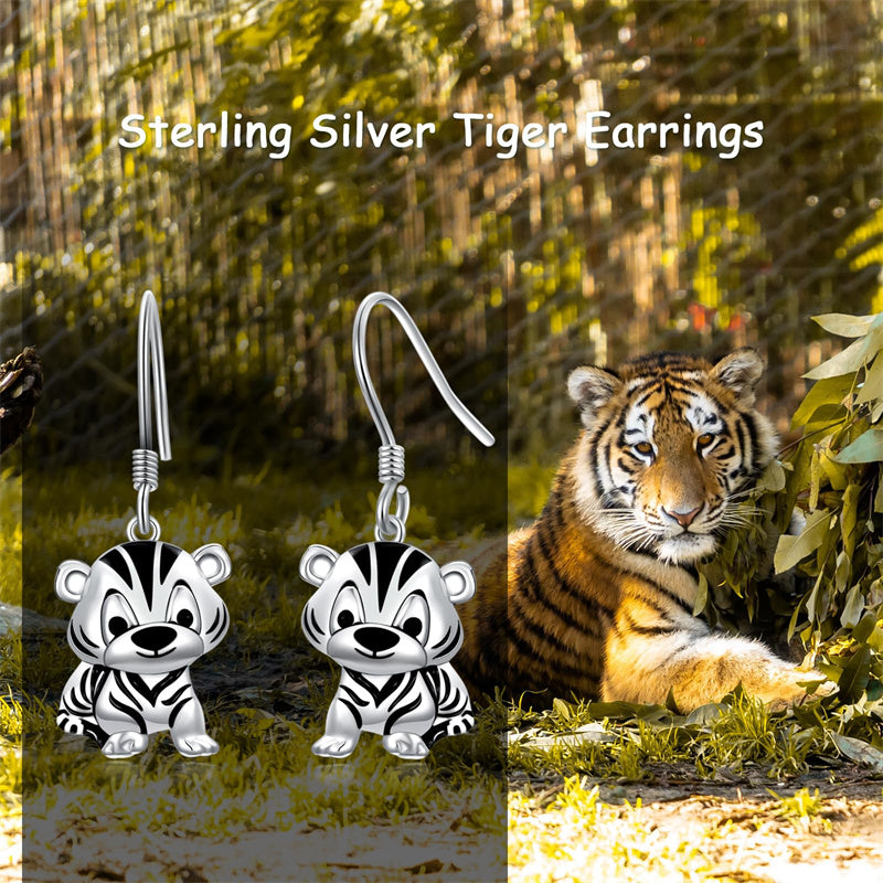 Sterling Silver Tiger Red Panda Elephant Red Cardinal Dangle Earrings ...