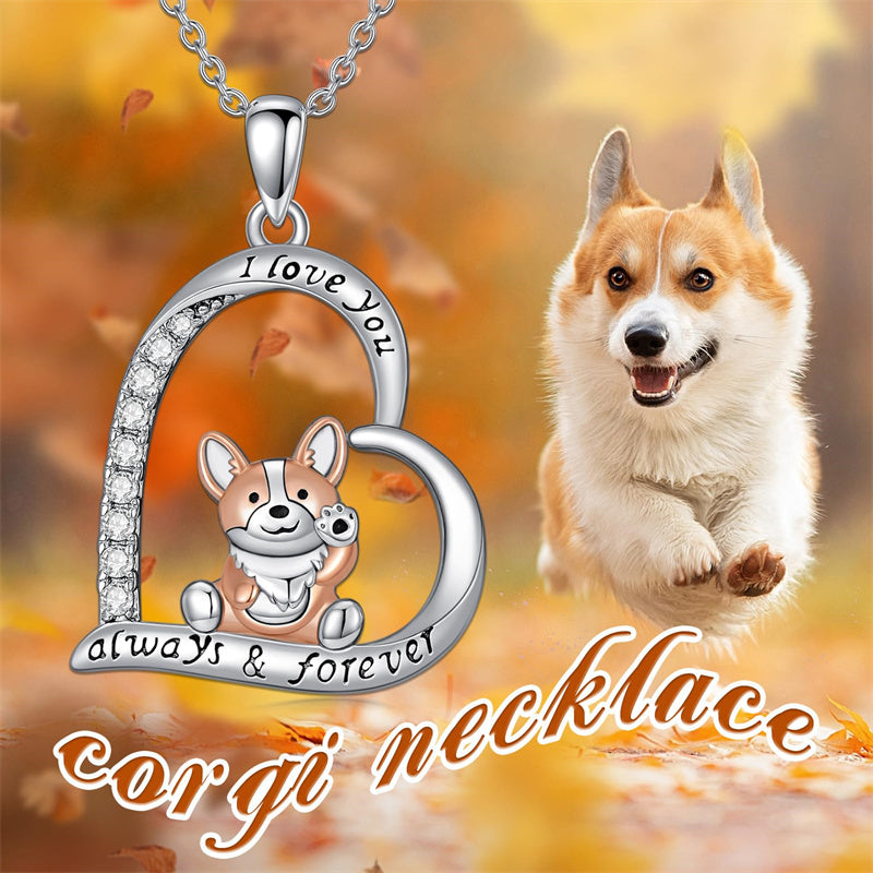 Sterling Silver Corgi Dog Pendant Necklace– romanticwork
