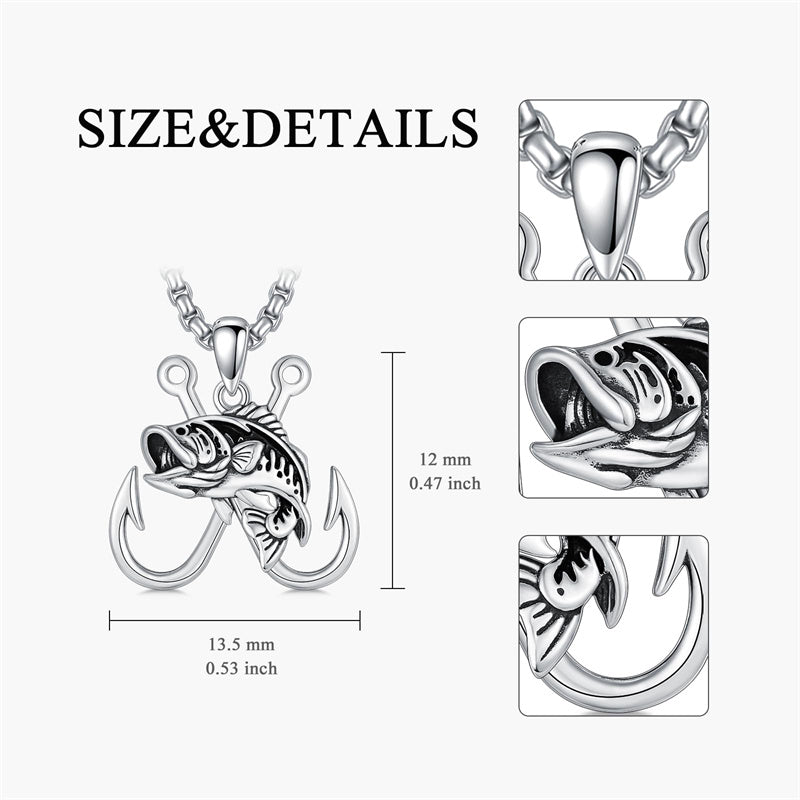 Sterling Silver Antler Fish Hook Pendant Necklace for Men– romanticwork