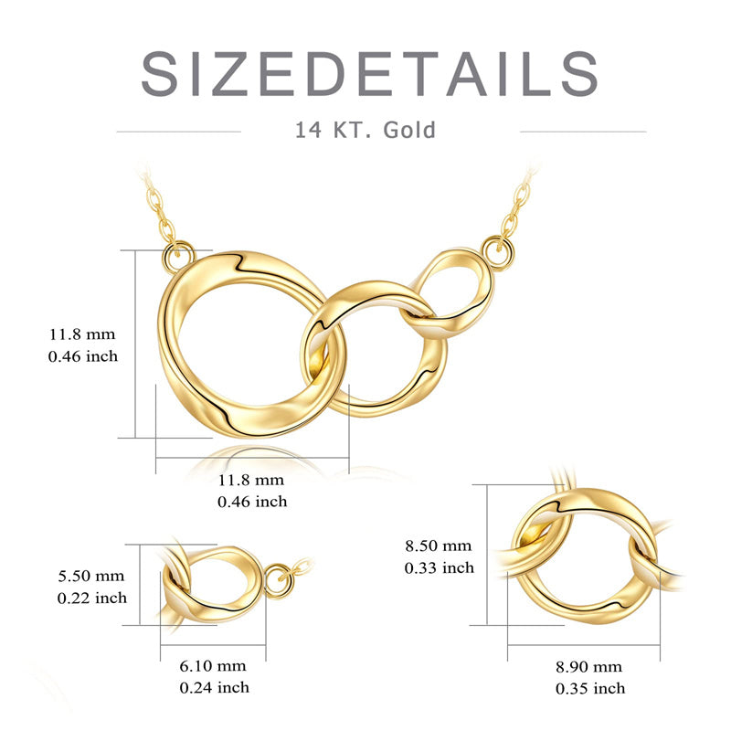 14K Gold Interlocking Circle & Three Sister Pendant Necklace– romanticwork