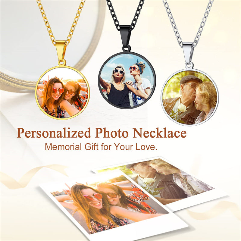 Stainless Steel Round Customized Engraved Photo Pendant Necklace ...