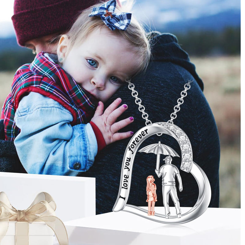 Sterling Silver Heart Father Daughter Pendant Necklace for Daughter ...