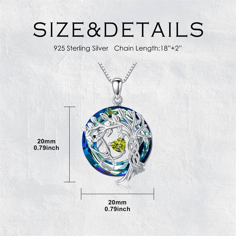 Sterling Silver Birthstone Crystal Tree of Life Stethoscope Pendant Ne ...