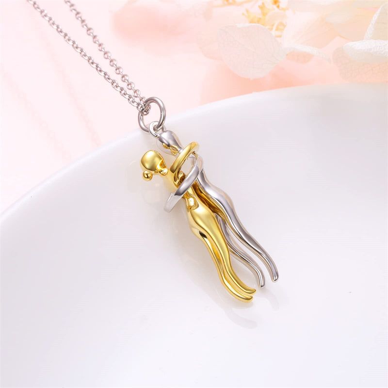 Sterling Silver Hug Couple Pendant Necklace Gift– romanticwork