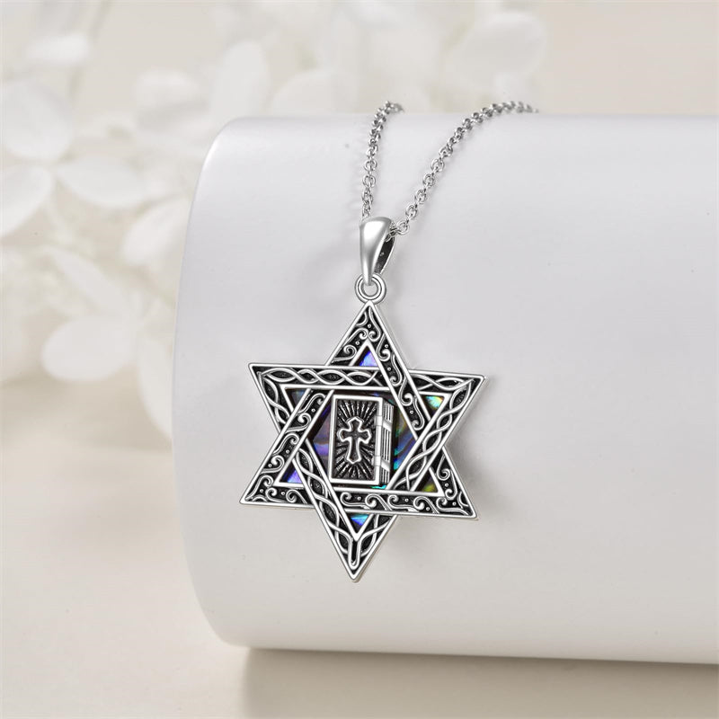 Star of David Necklace Sterling Silver Cross/Chai/Peace Sign/Tree of L ...