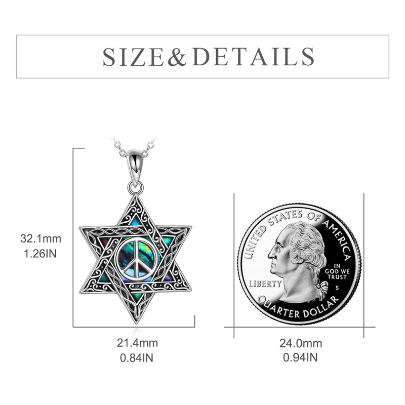 Sterling Silver Star of David Cross Peace Sign Tree of Life Star Penda ...