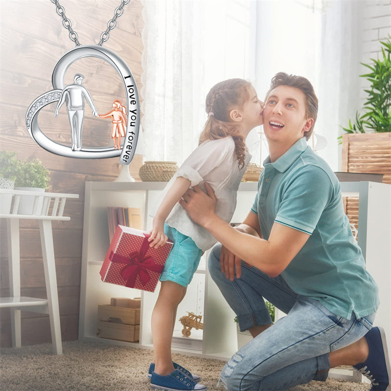 Sterling Silver Heart Father Daughter Pendant Necklace for Daughter ...